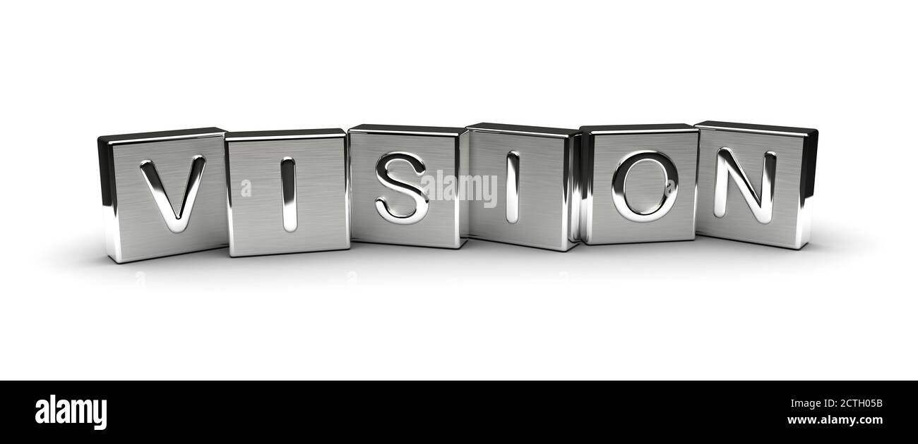 Metal Vision Text (isolated on white background Stock Photo - Alamy