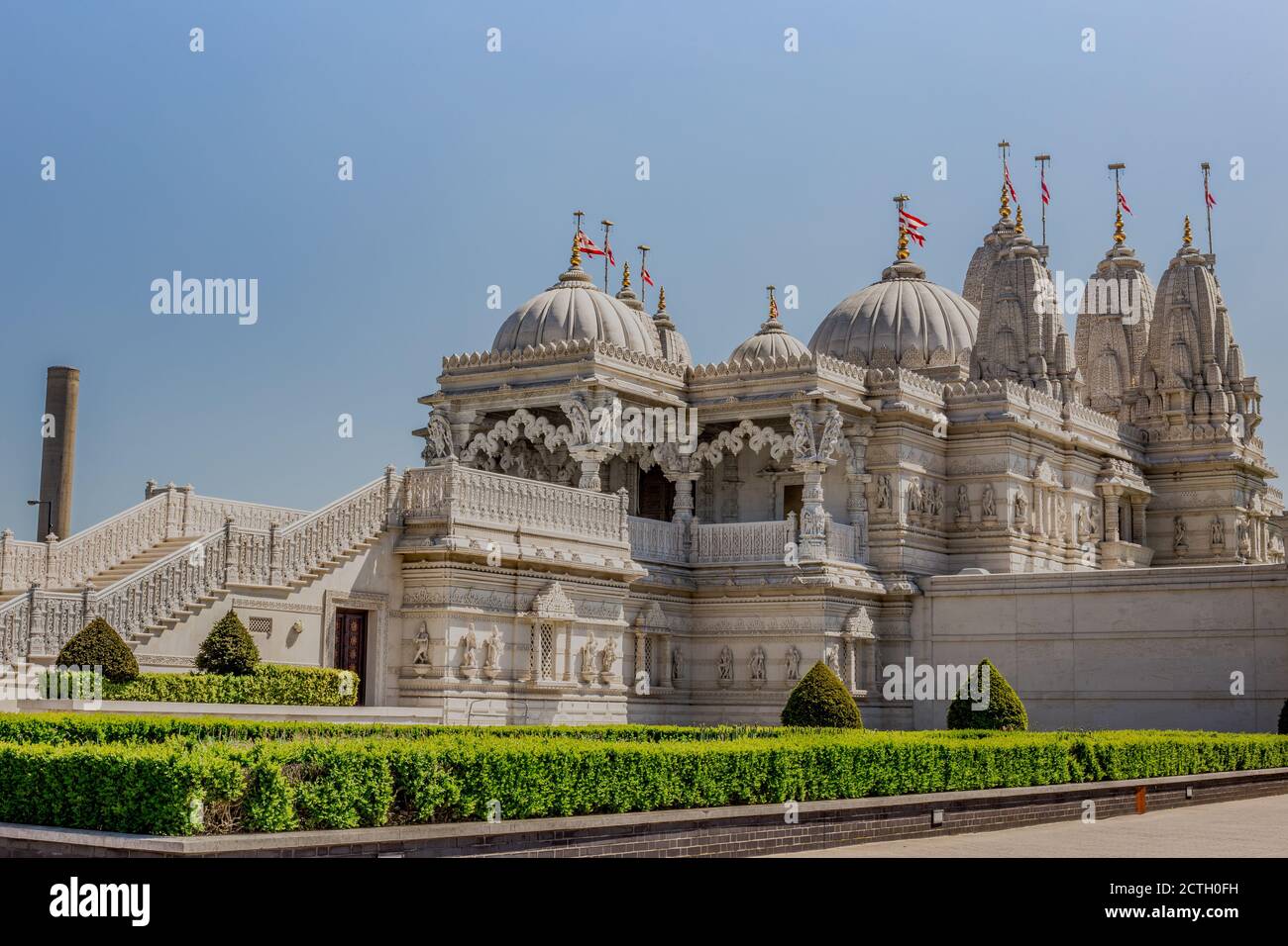 The exterior of the Hindu temple, BAPS Shri Swaminarayan Mandir, in ...