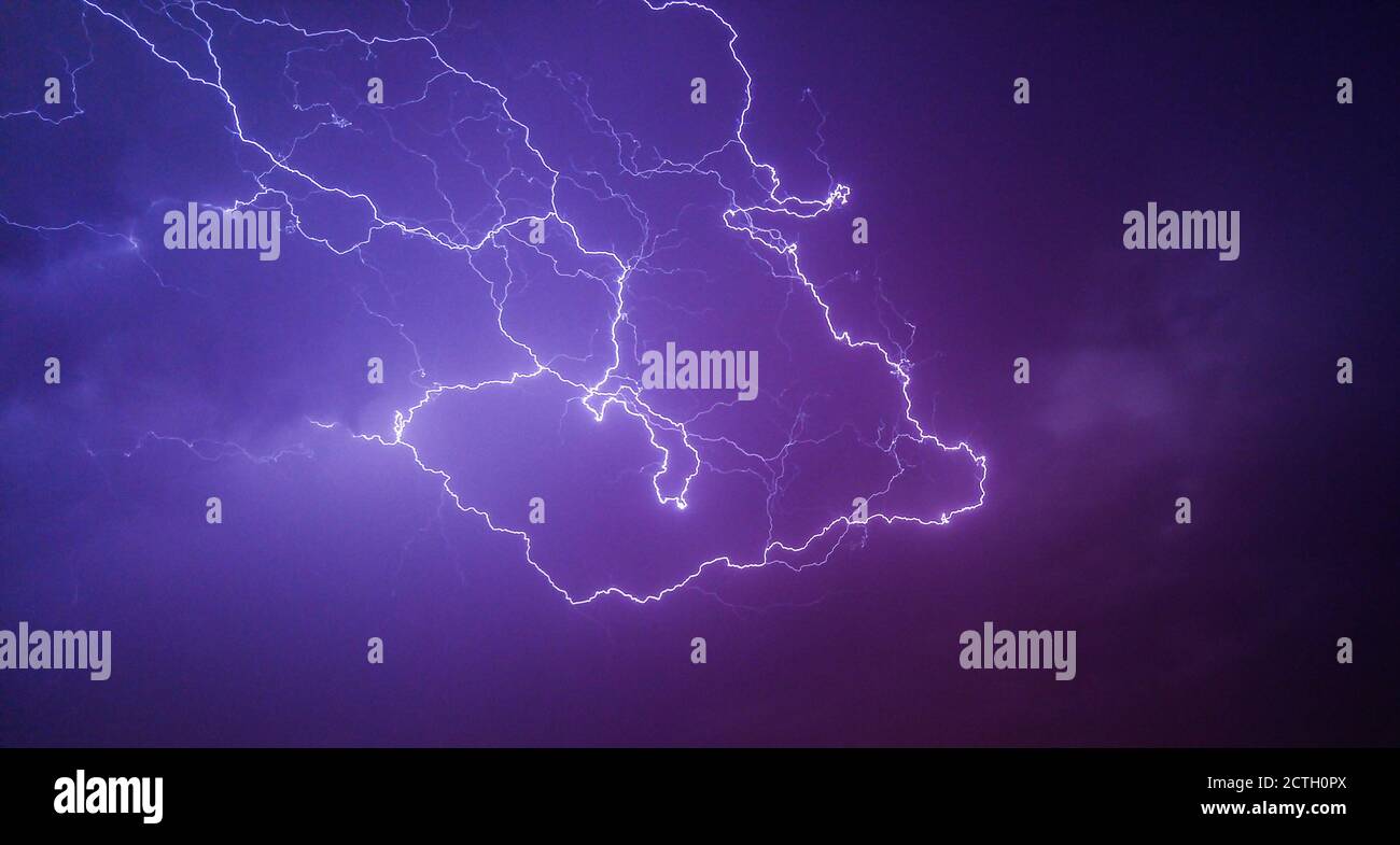 Mesmerizing view of the thunder on a night sky Stock Photo - Alamy
