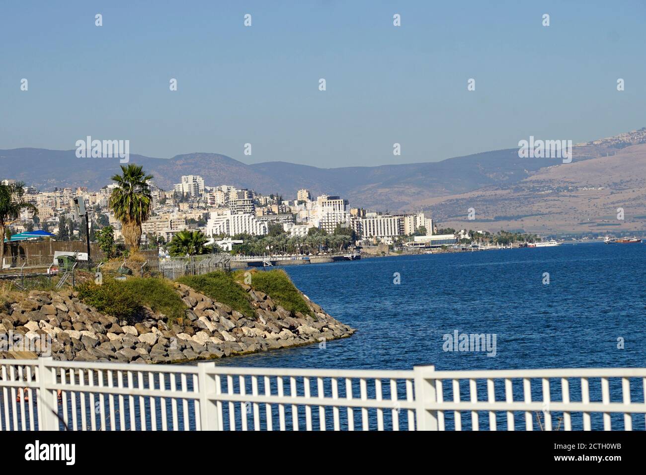The Promenade along the Sea of Galilee at Tiberias, Israel Stock Photo ...