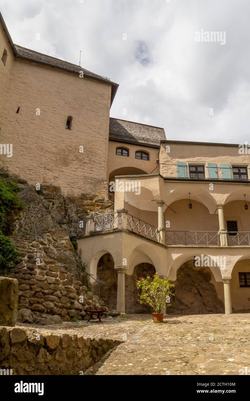 architectural detail of Falkenstein Castle in Bavaria at summer time ...