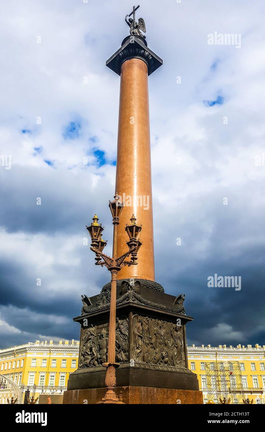 Alexander Column in the Palace Square. St. Petersburg, Russia Stock ...