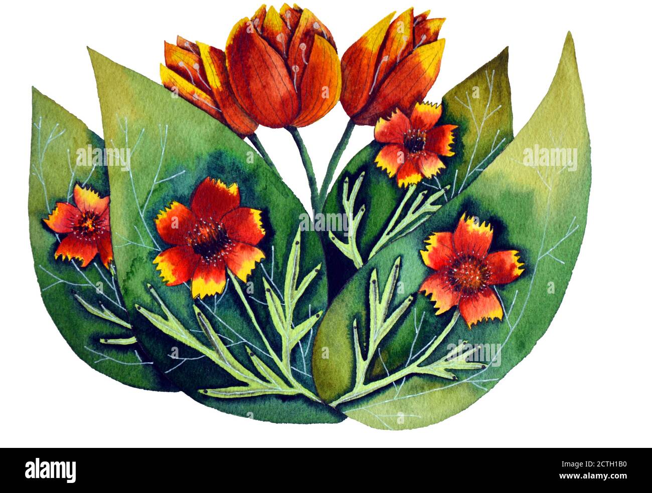 Yellow tulips painting Cut Out Stock Images & Pictures - Alamy
