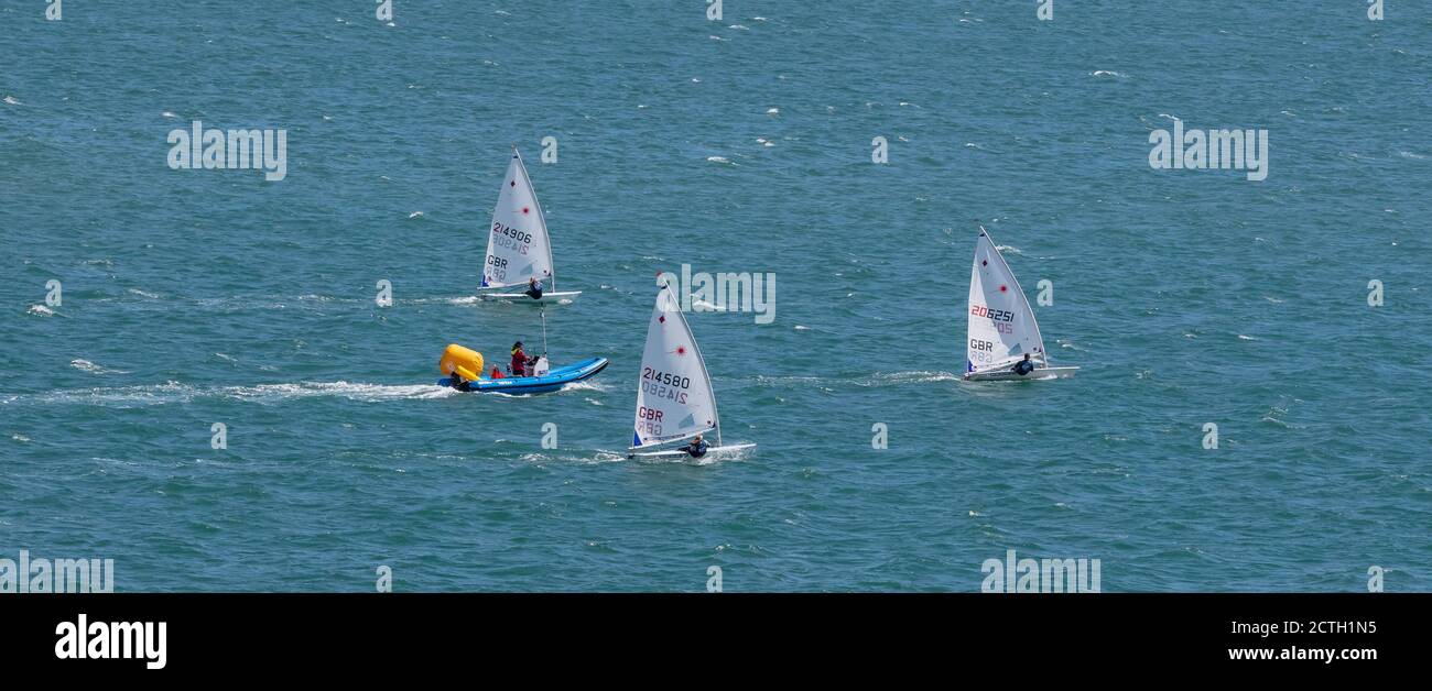 Portland harbour, United Kingdom - July 2, 2020: High Angle aerial ...