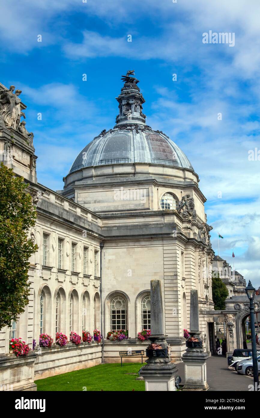Cardiff, Wales, UK, August 31, 2016 : City Hall which is a civic ...