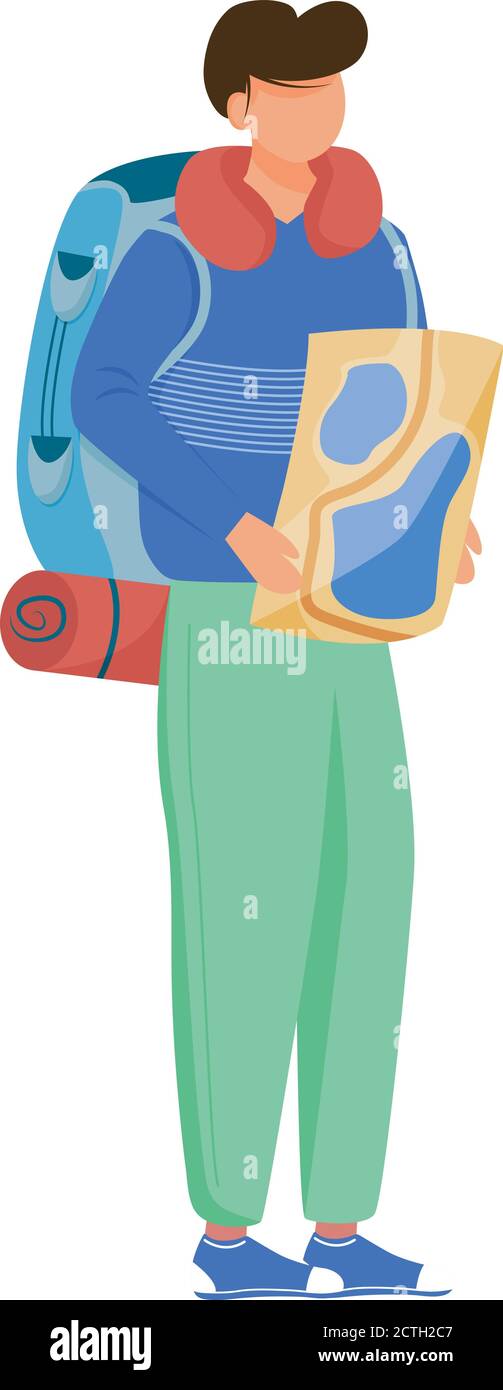 Boy with map flat vector illustration Stock Vector Image & Art - Alamy
