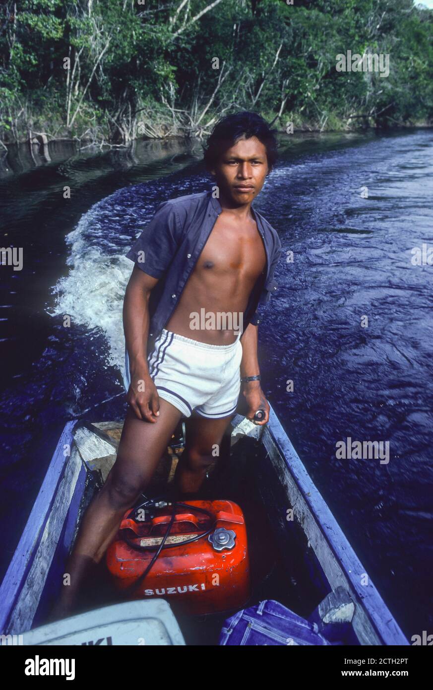 CANAIMA NATIONAL PARK, VENEZUELA - Young indigenous man pilots ...