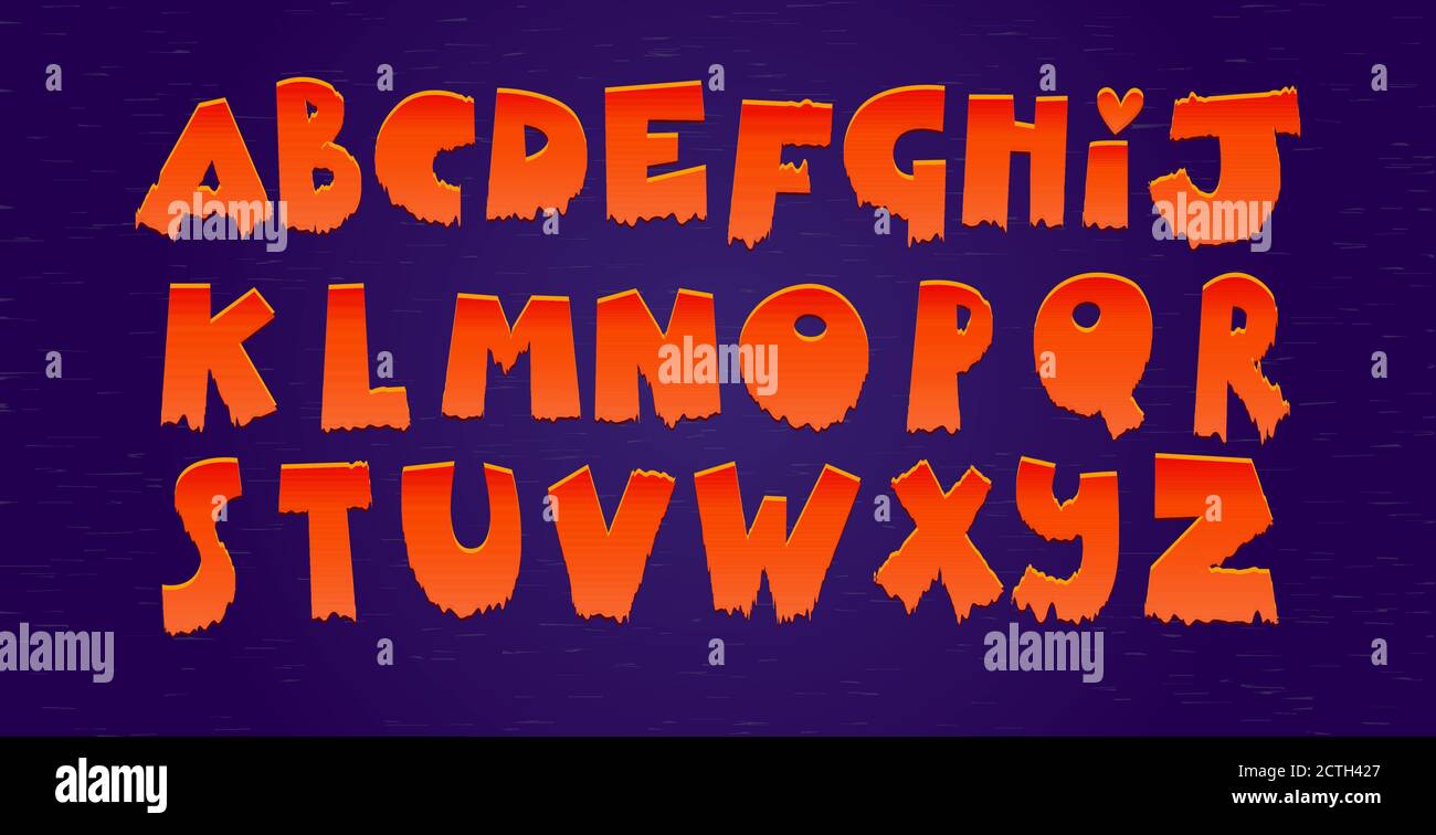 Bloody vampire alphabet. Vector font, latin letters in red color ...