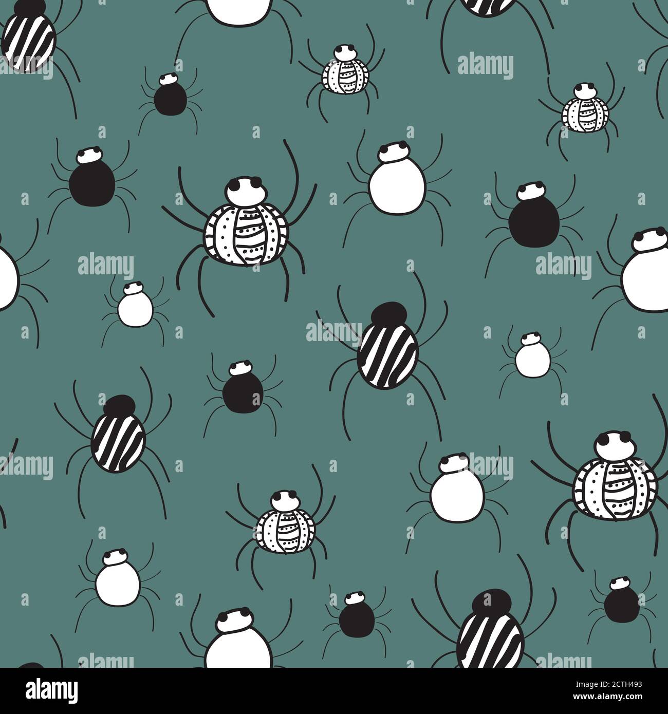 Spider Crawl sppiders crawling up green background pattern seamless ...