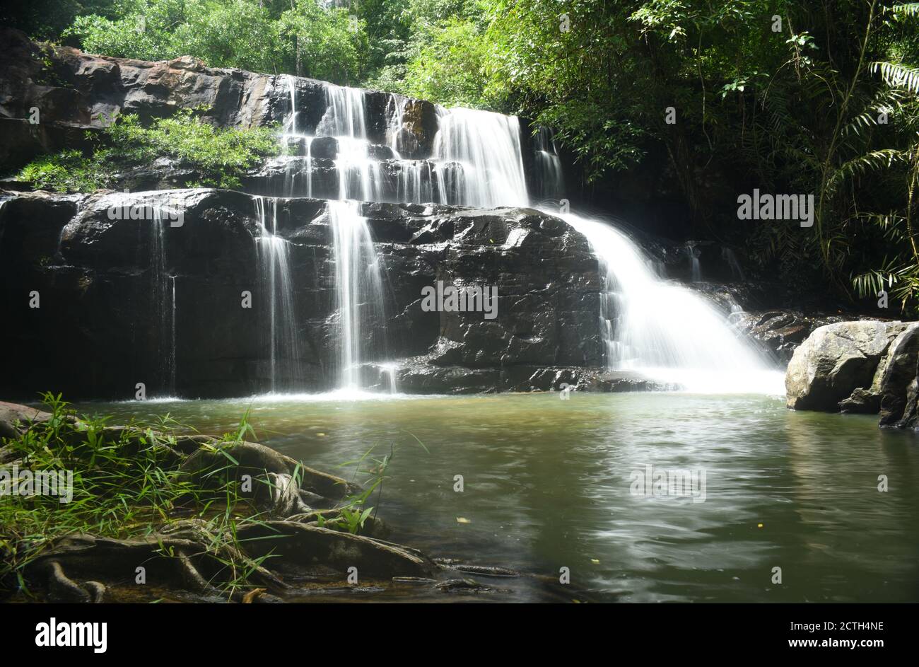 A waterfall in Pang Sida National Park, Sa Kaeo Province, east Thailand ...