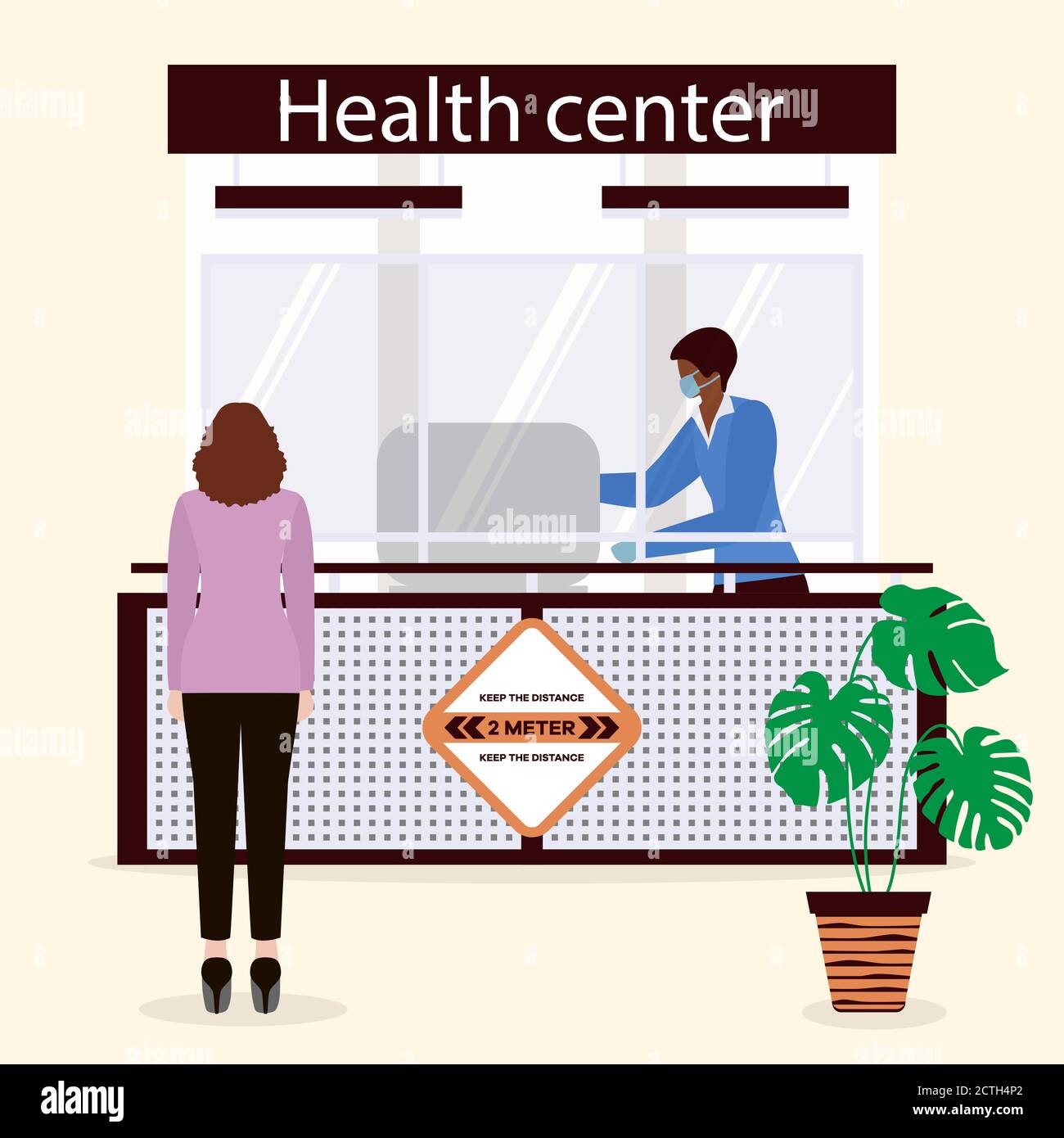 Vector illustration Health center. Reception room at clinic ...