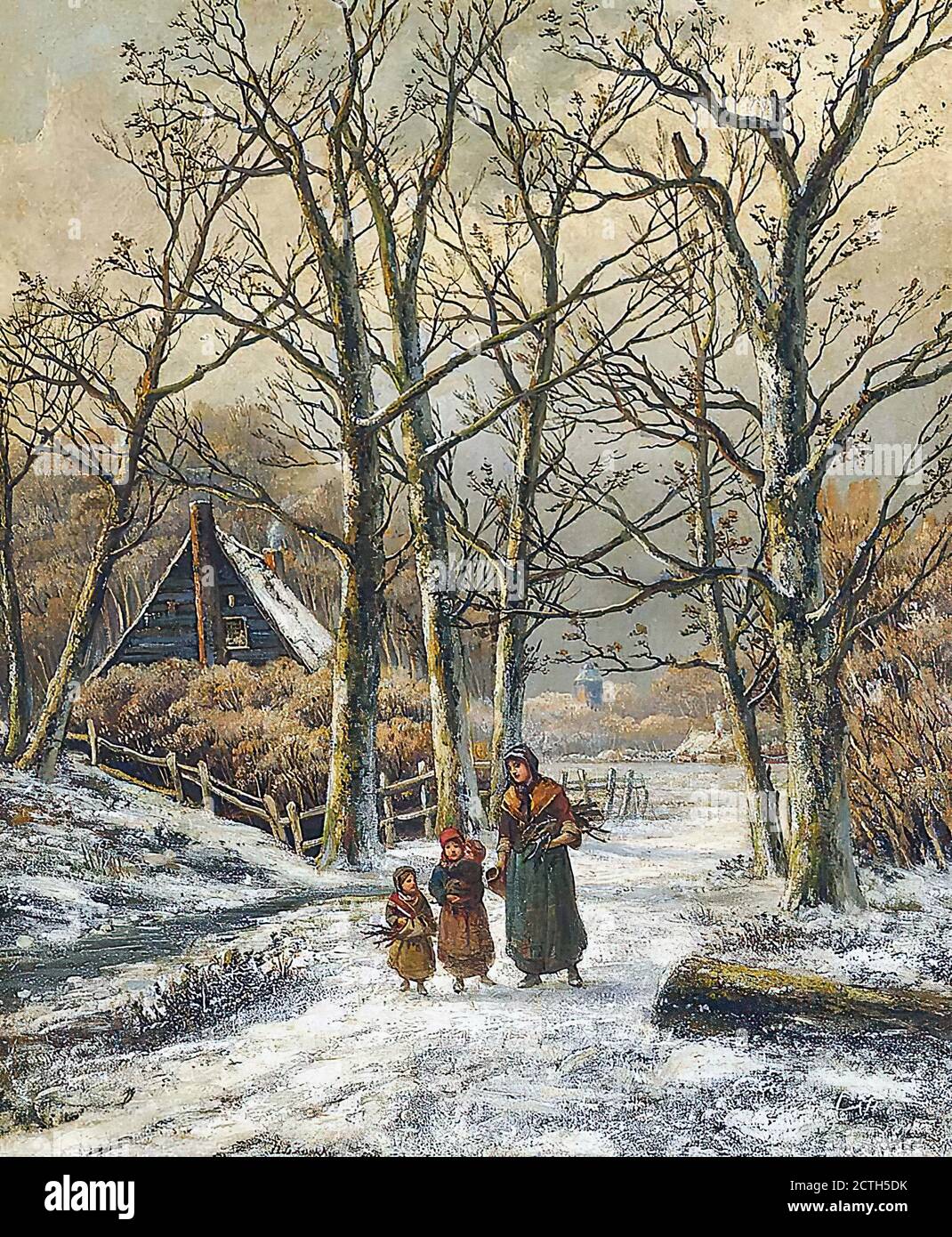 Koekkoek Hendrik Barend - Gathering Firewood - Dutch School - 19th ...