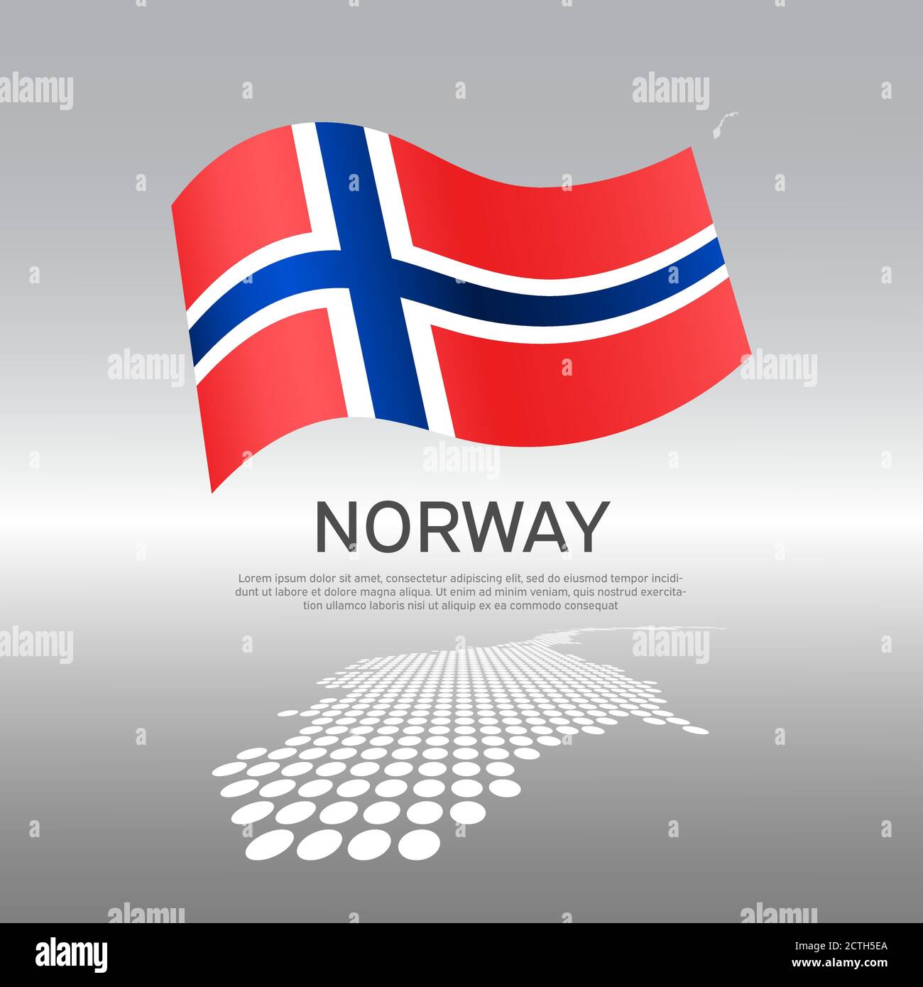 Norway wavy flag and mosaic map on light background. Creative ...