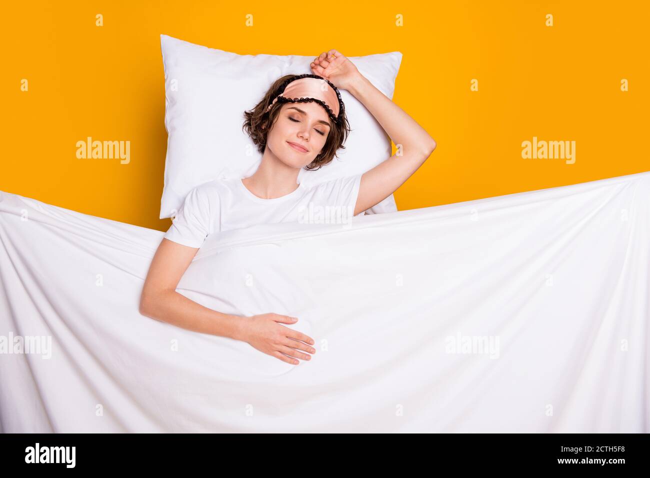 Top view above high angle flat lay flatlay lie concept portrait of nice ...