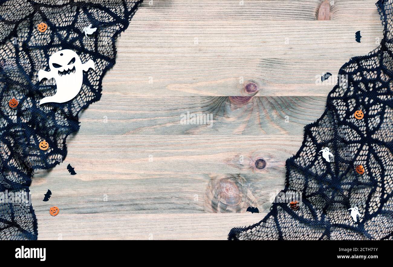 Halloween background. Spider web, cobweb lace and spooky ghost ...