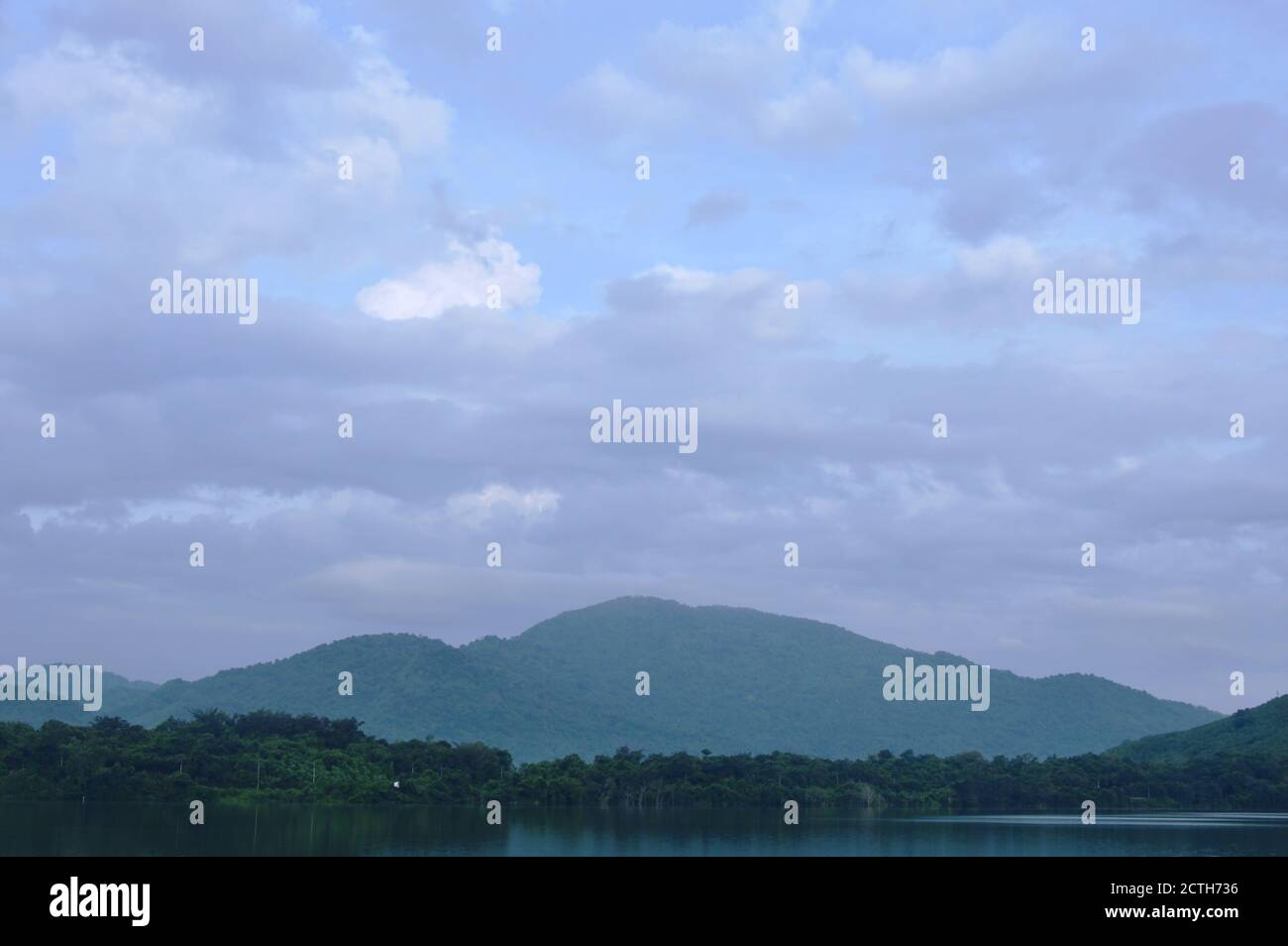 landscape of fog floating on mountain peak Stock Photo - Alamy