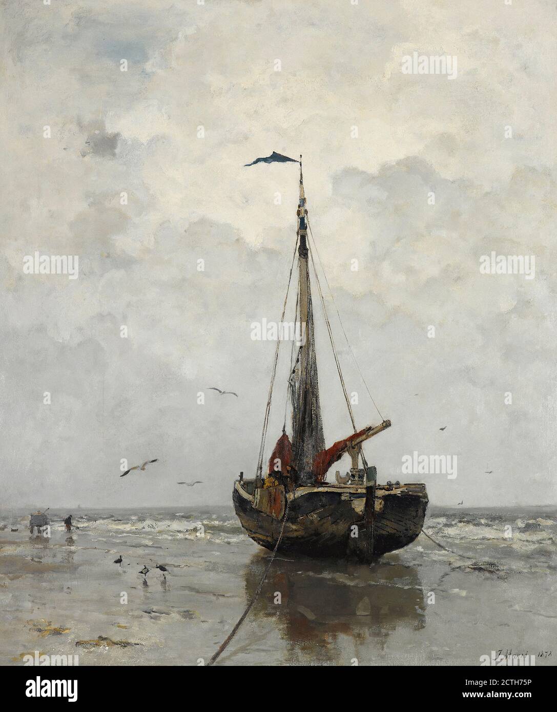 Maris Jacob - Fishing Boat - Dutch School - 19th Century Stock Photo ...