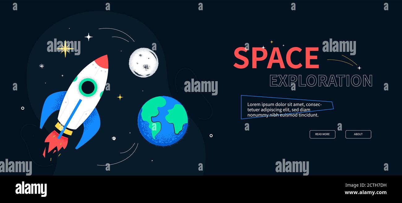 Space exploration - colorful flat design style web banner Stock Vector ...
