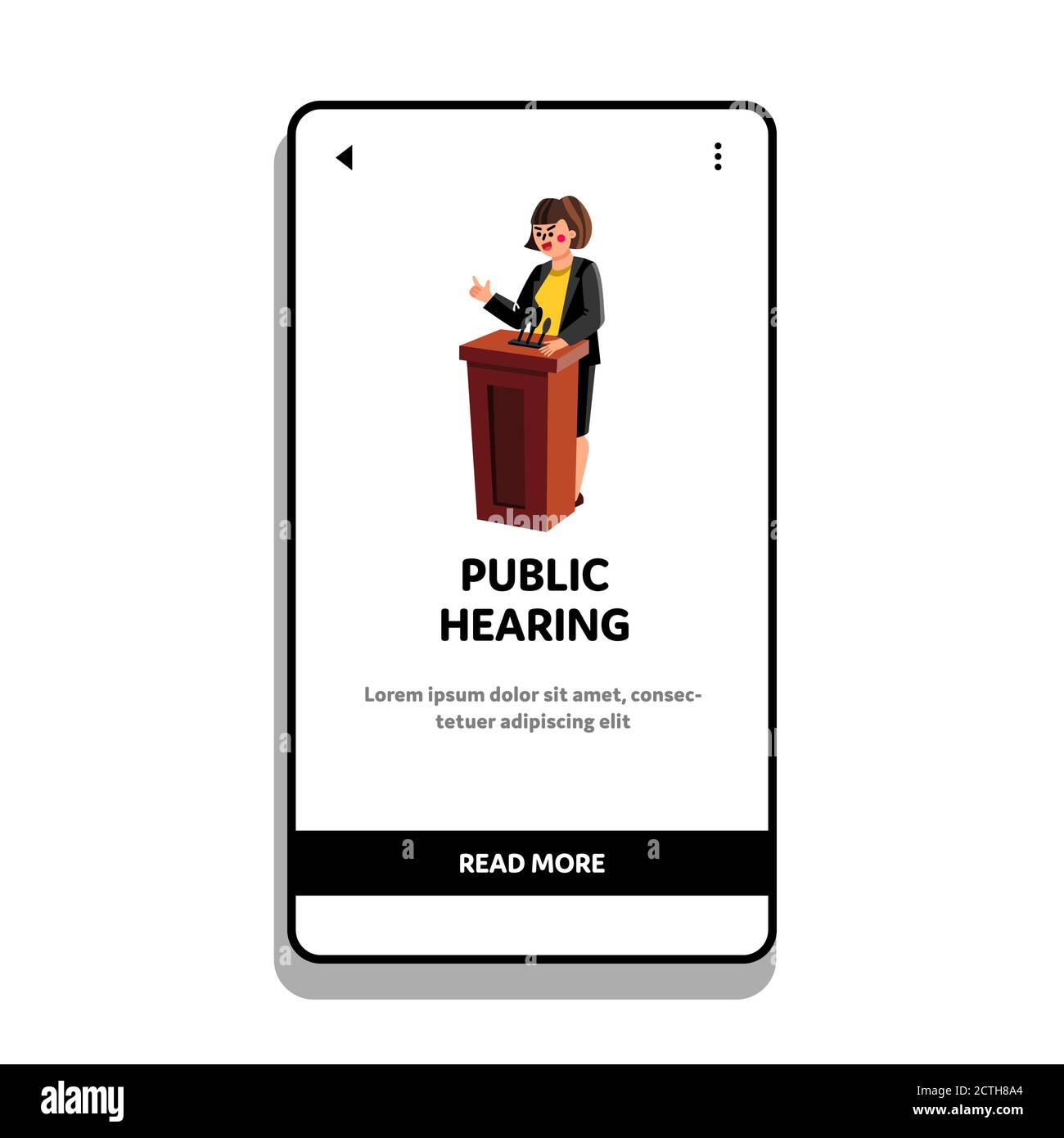 Public Hearing Woman Speaker At Pedestal Vector Stock Vector Image ...