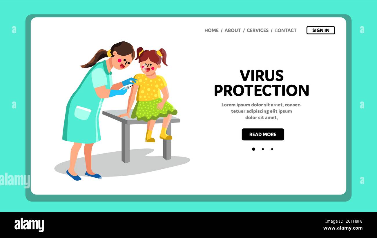 Virus Protection Vaccine Injection Children Vector Illustration Stock ...