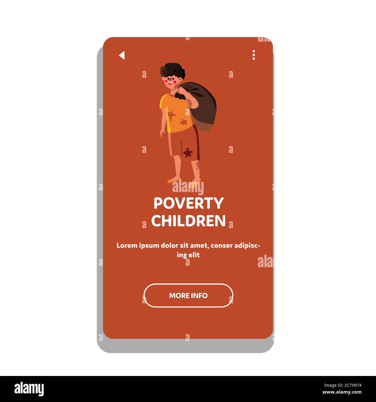 Homeless Poverty Children Social Problem Vector Illustration Stock ...