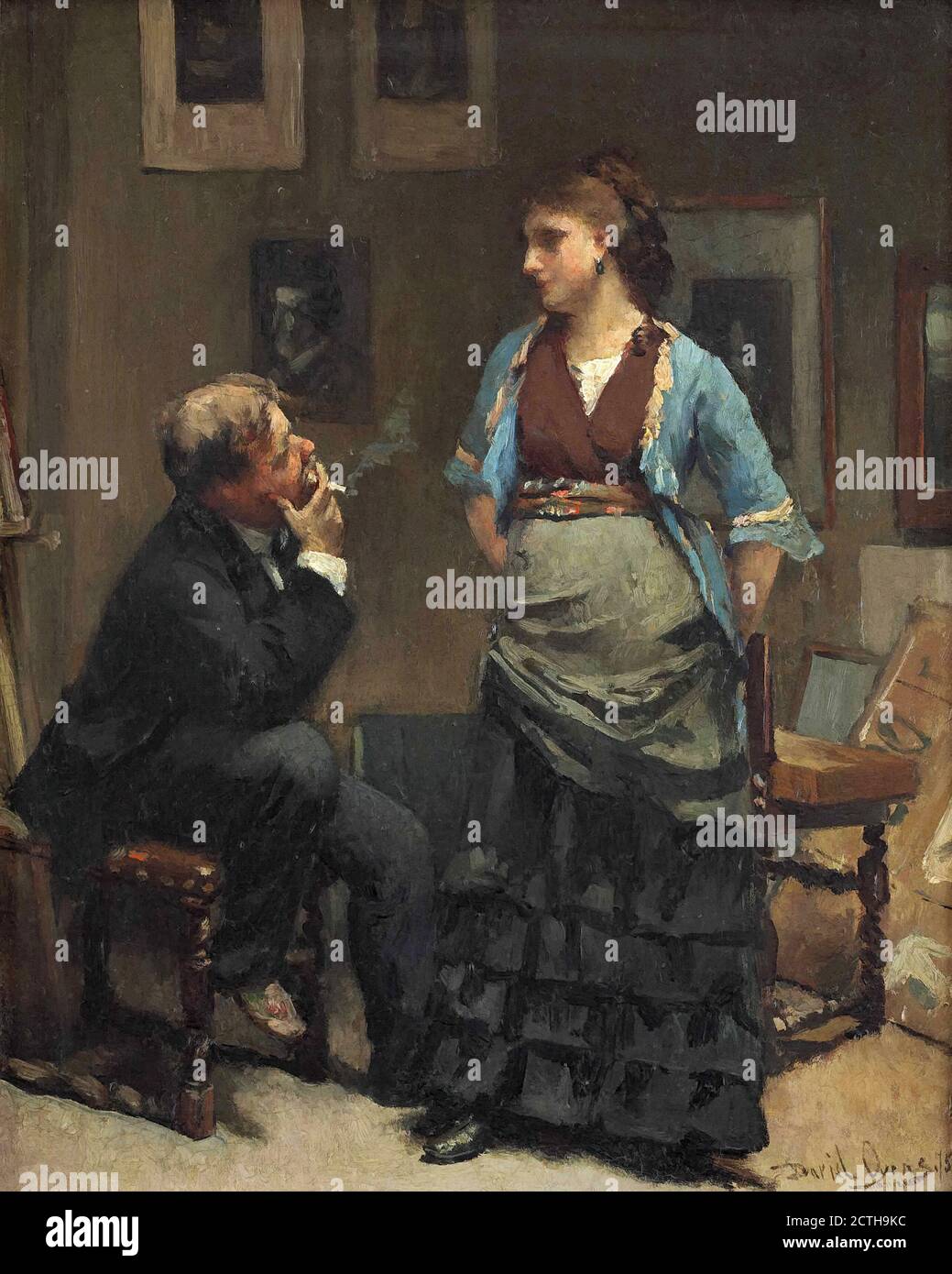 Oyens David - the Artist and His Model - Dutch School - 19th Century ...