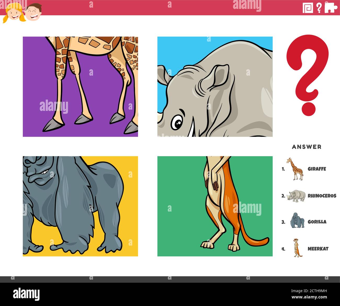Cartoon Illustration of Educational Game of Guessing Animal Species ...