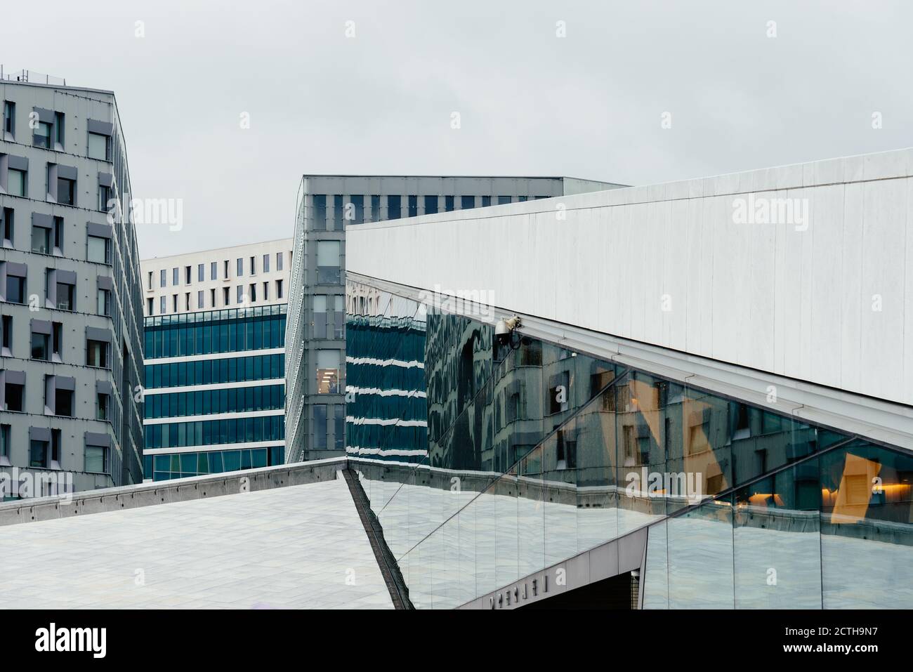 Oslo, Norway - August 10, 2019: Exterior view of Opera house in Oslo ...