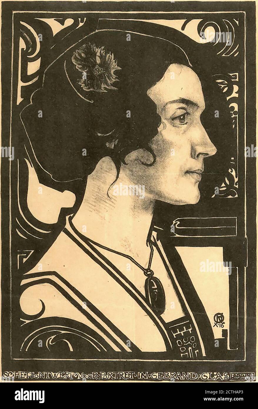 Roland Holst Richard - Schets Voor Gebrandschilderd Raam - Dutch School ...