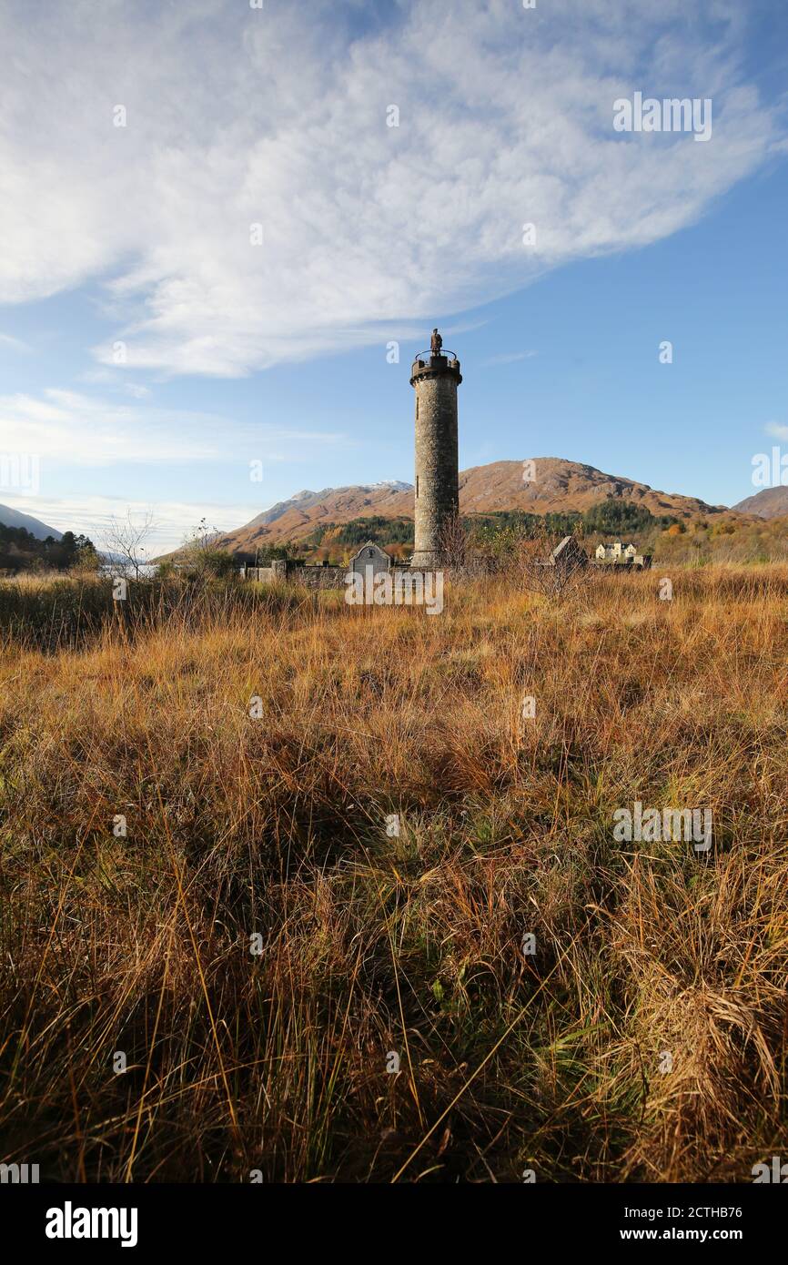 Glenfinnan Monument, Lochaber Scotland 1815, in tribute to the Jacobite ...
