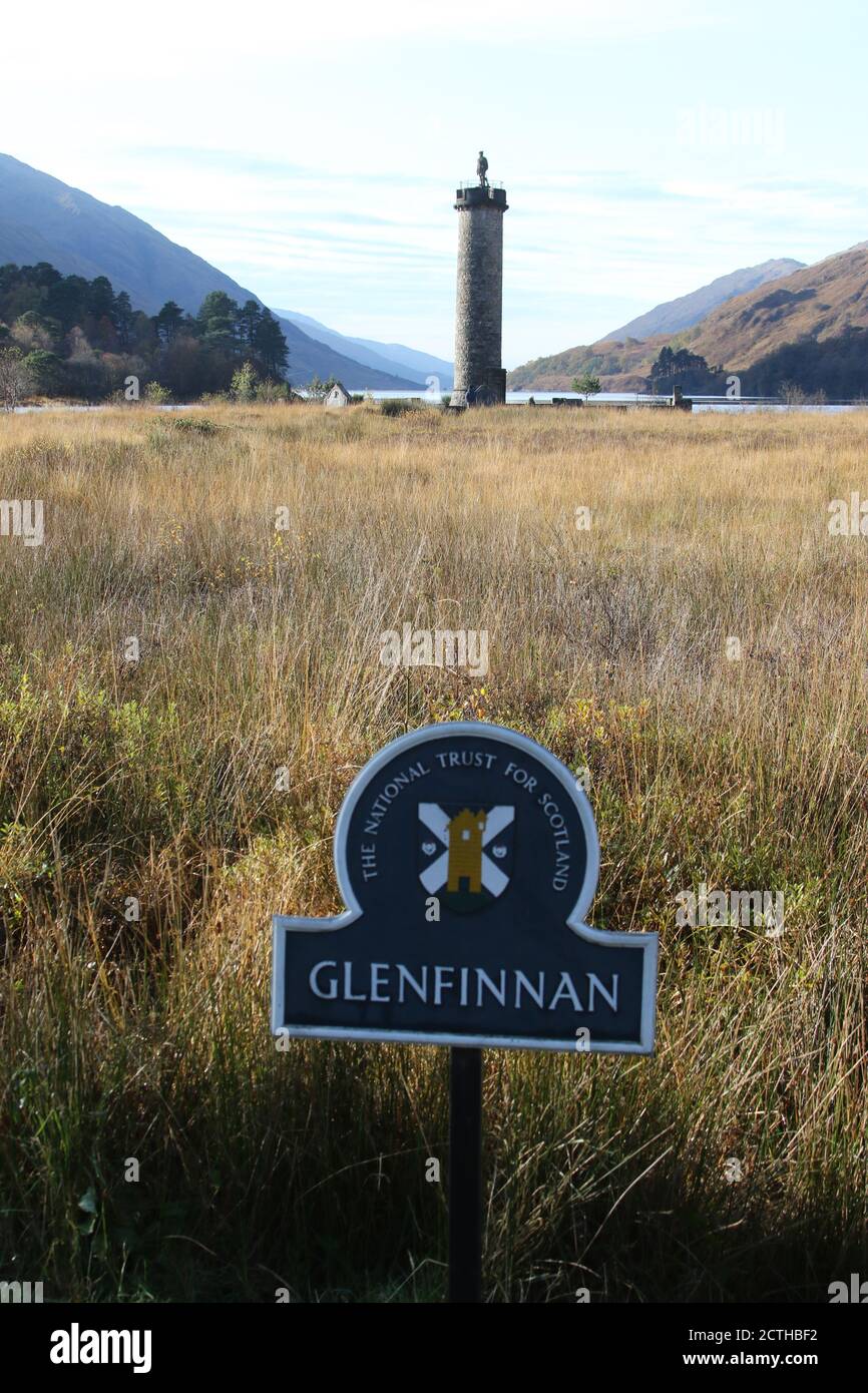 Glenfinnan Monument, Lochaber Scotland 1815, in tribute to the Jacobite ...
