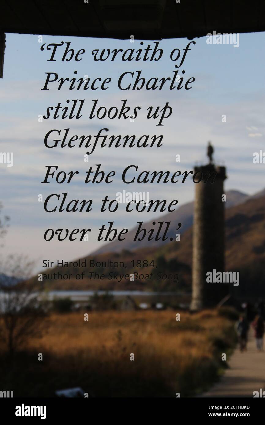 Glenfinnan Monument, Lochaber Scotland 1815, in tribute to the Jacobite ...