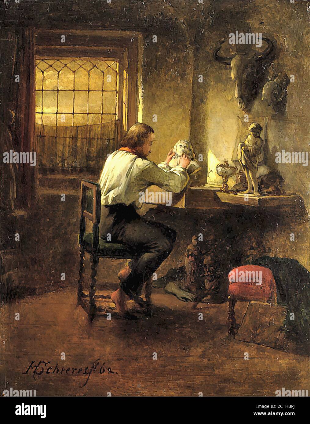 Scheeres Hendricus Johannes - De Beeldhouder - Dutch School - 19th ...