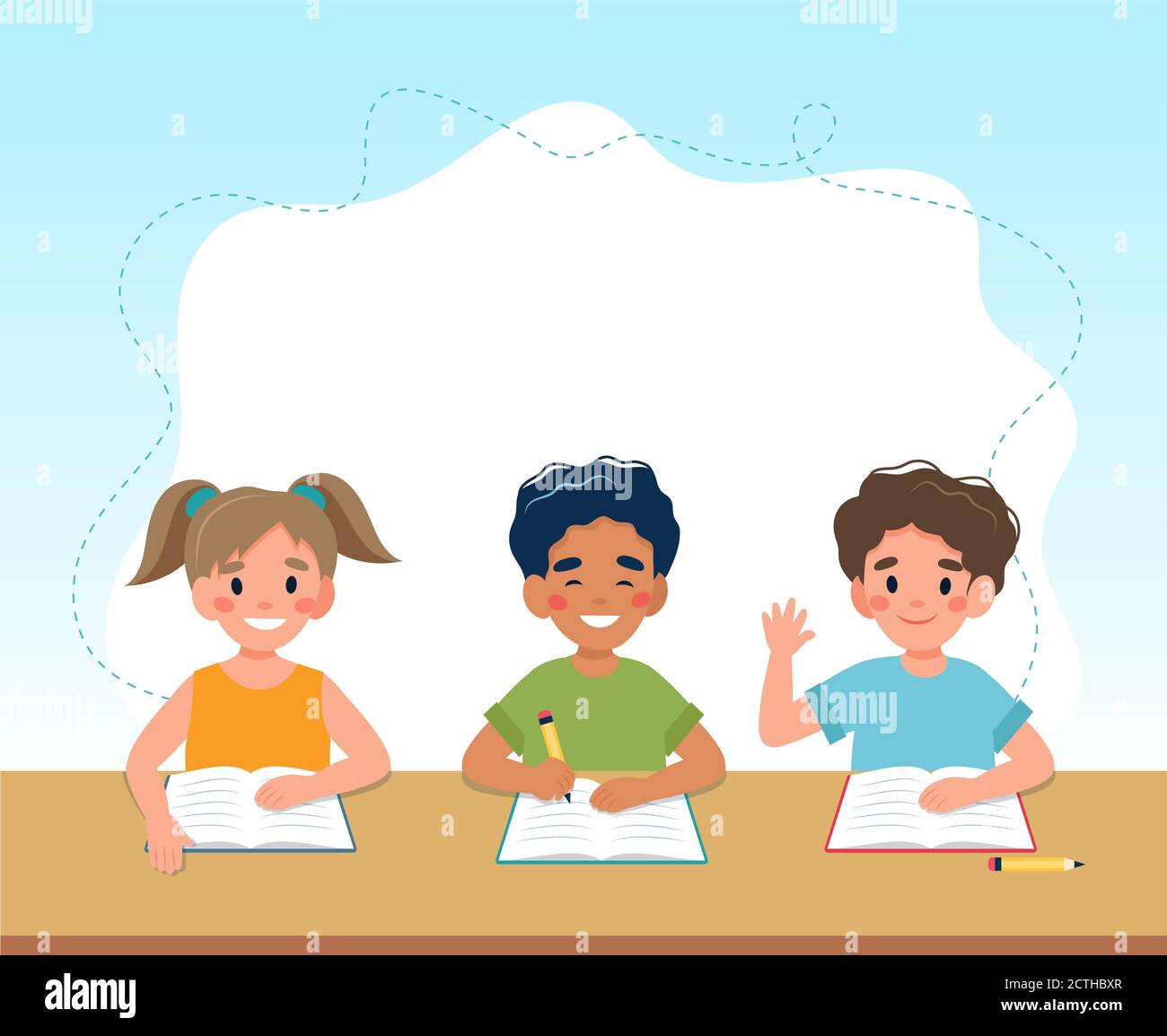 Children Writing At School Clipart