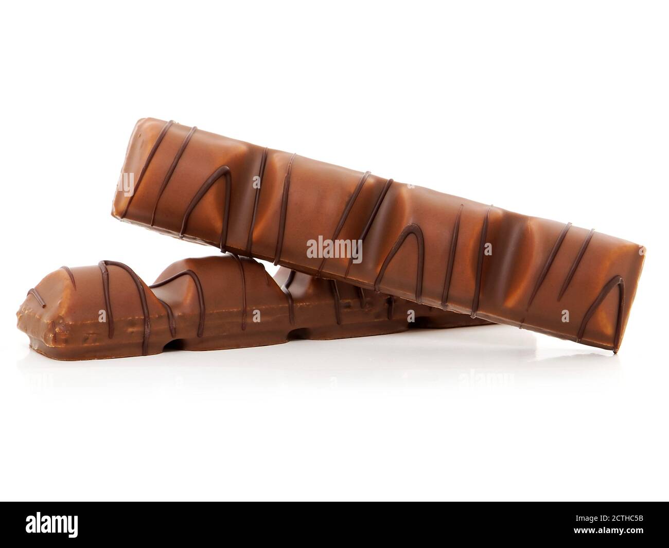 Two crispy chocolate bars isolated on white Stock Photo - Alamy