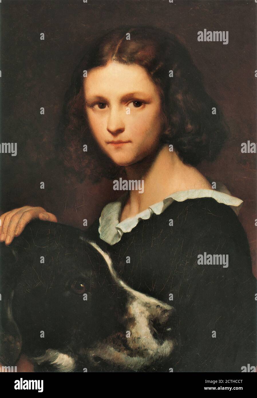 Scheffer Ary - Portret Van Cornelia Met Hond - Dutch School - 19th ...