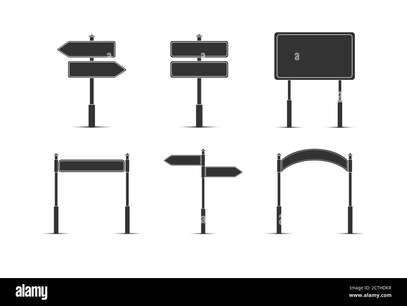 set of road signs with arrows and placards with space for text. Vector ...