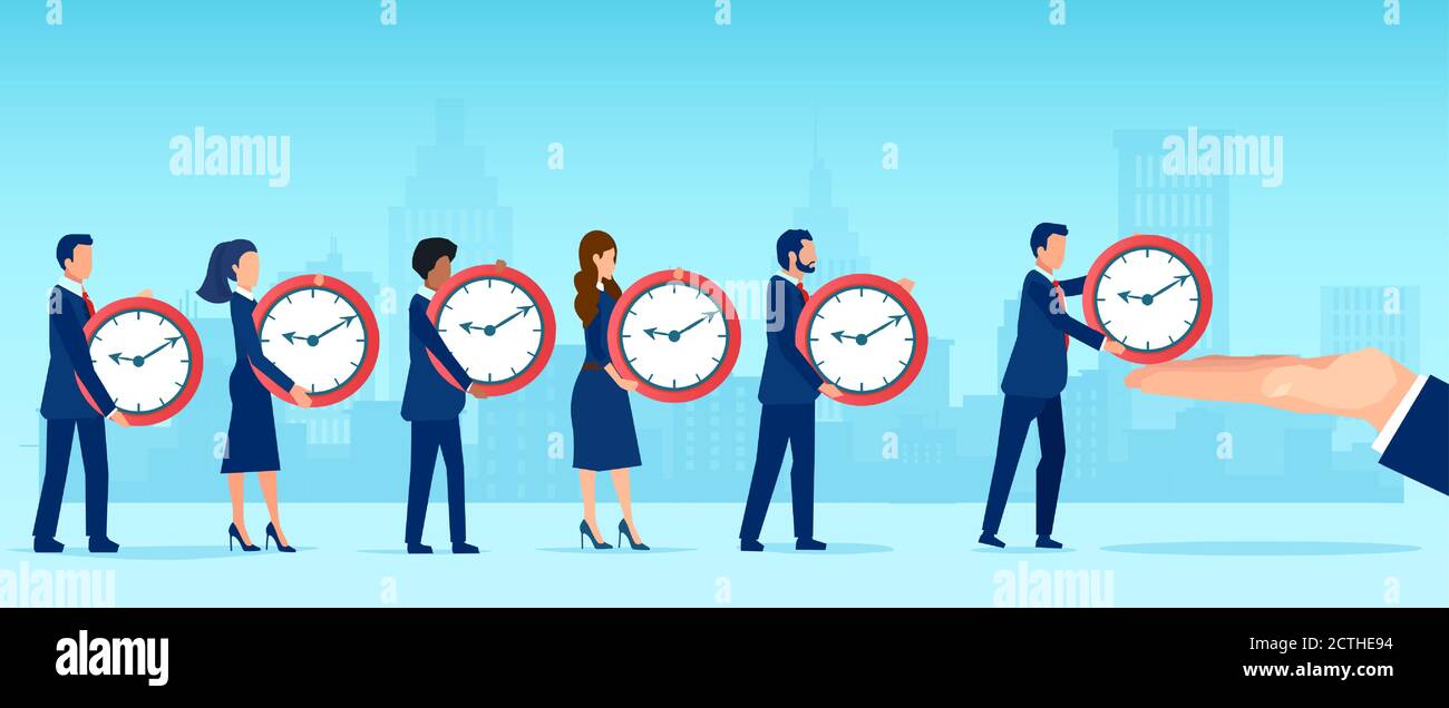 Vector of a group of businesspeople, employees giving their time to a ...