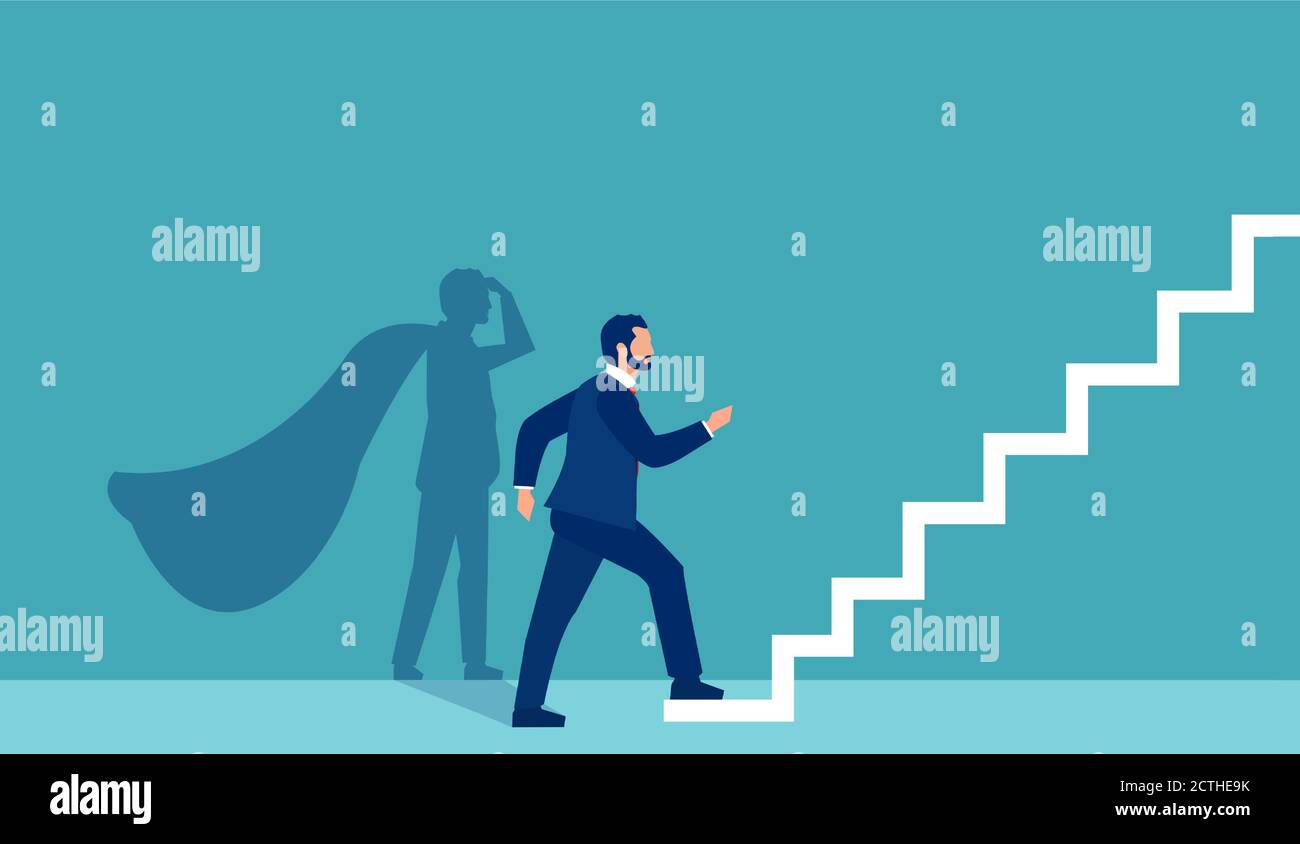 Cartoon illustration man climbing ladder hi-res stock photography and ...