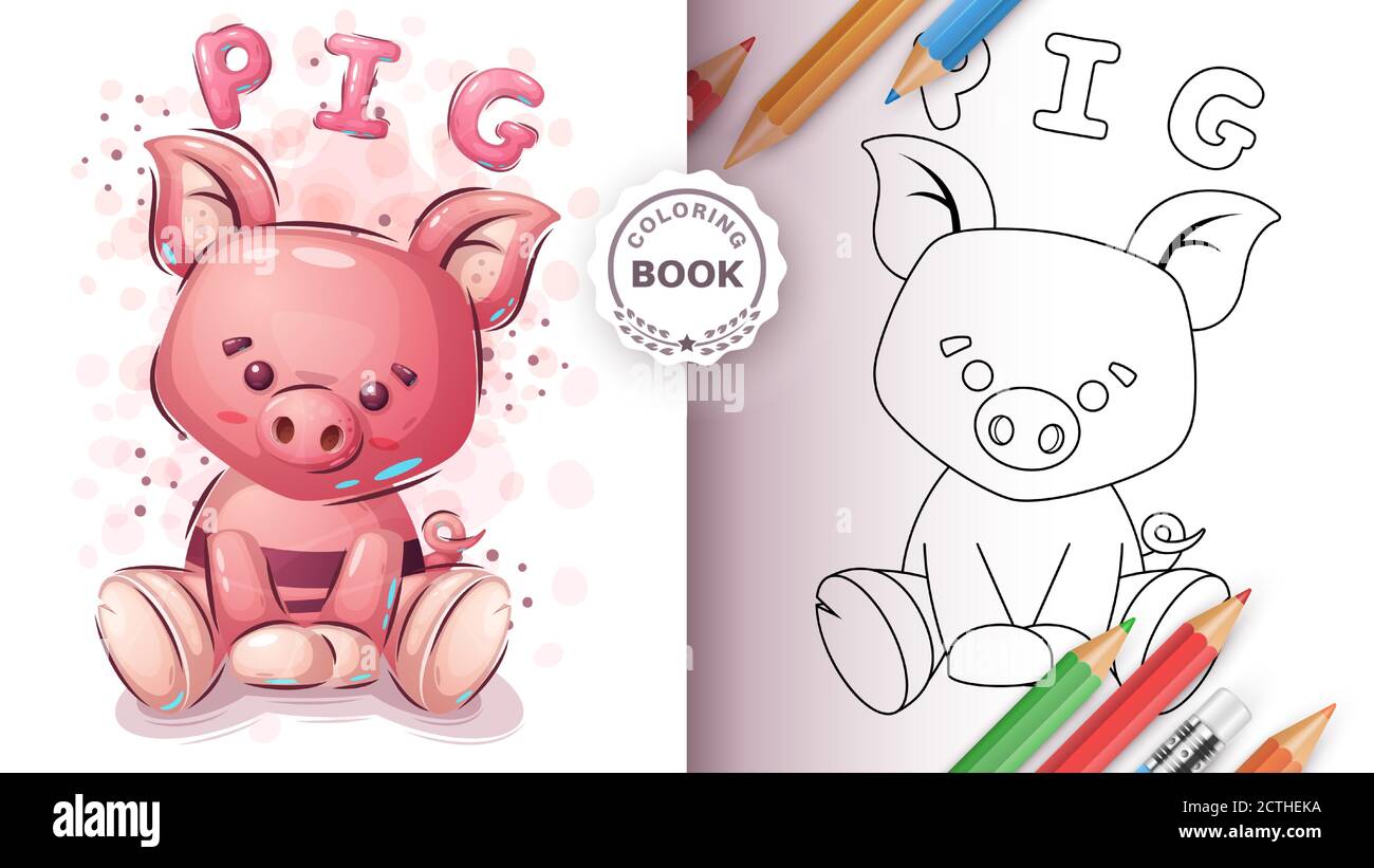Cute pig - coloring book for kid and children Stock Vector Image & Art ...