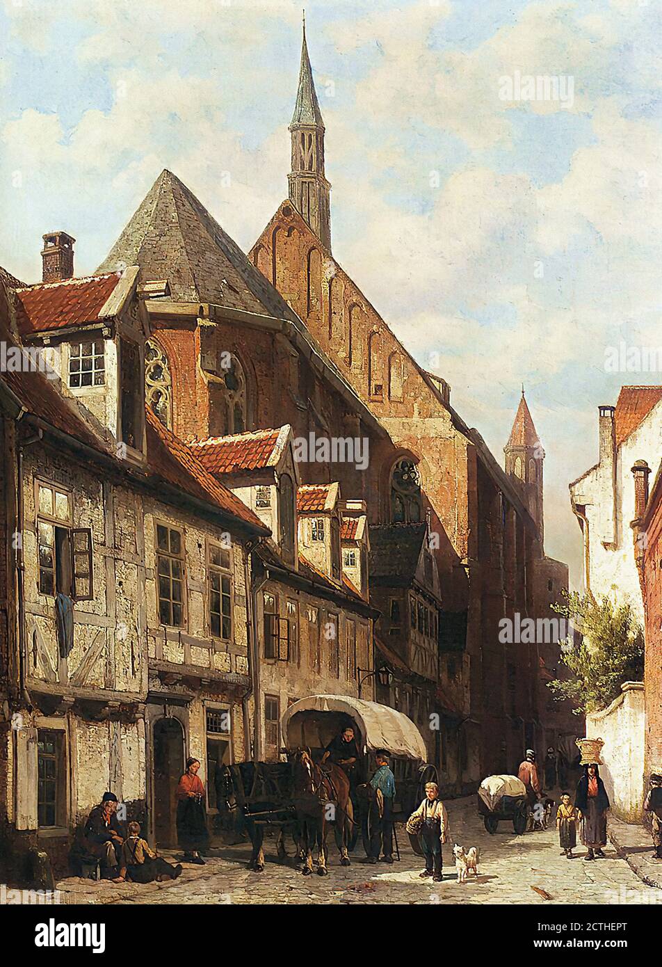 Springer Cornelis - a Busy Street in Bremen with the Saint Johann ...