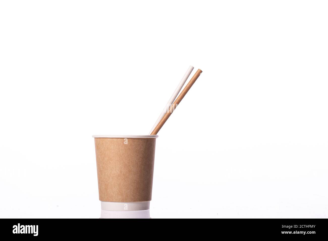 take away disposable biodegradable paper coffee cup with paper straw ...