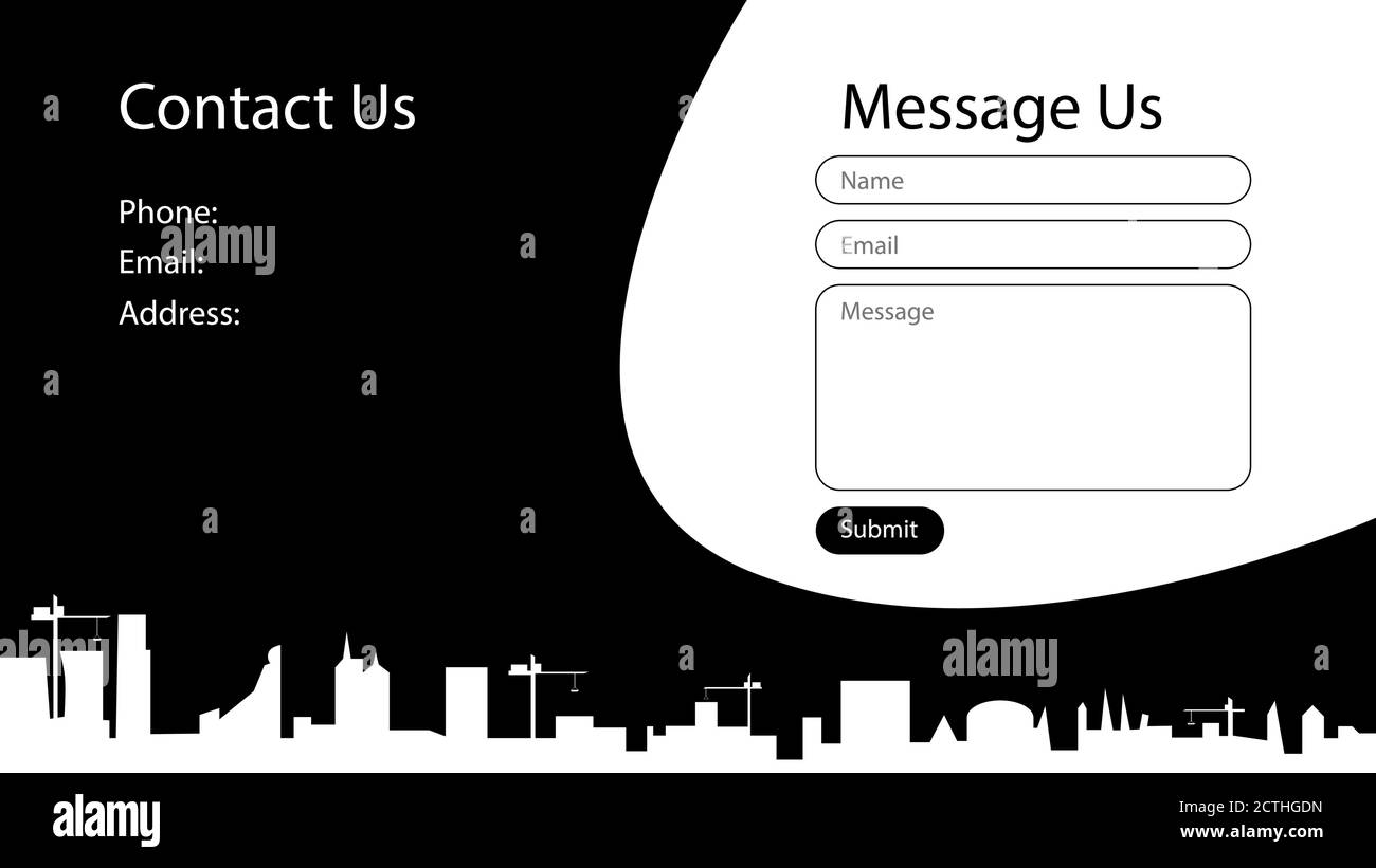 Black and white design of contacts screen with the form of sending ...