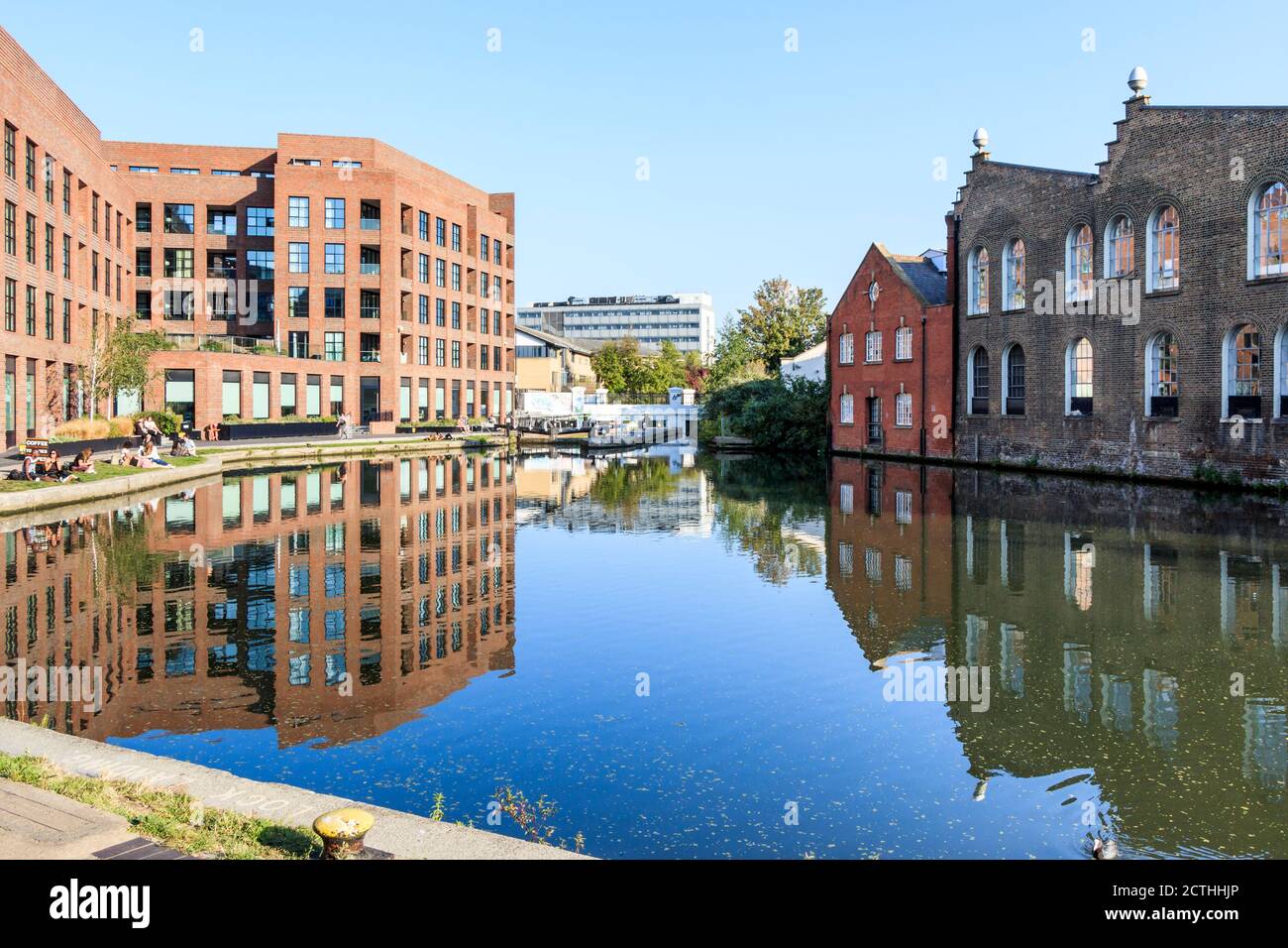Old and new building on either side of Regent's Canal at Camden Town ...