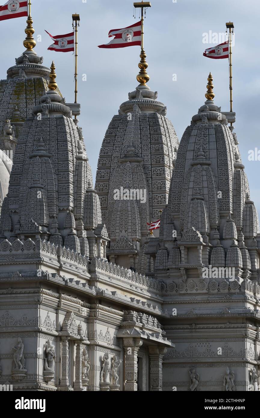 Close up detail of the BAPS Suri Swaminarayan Mandir Hindu Temple ...