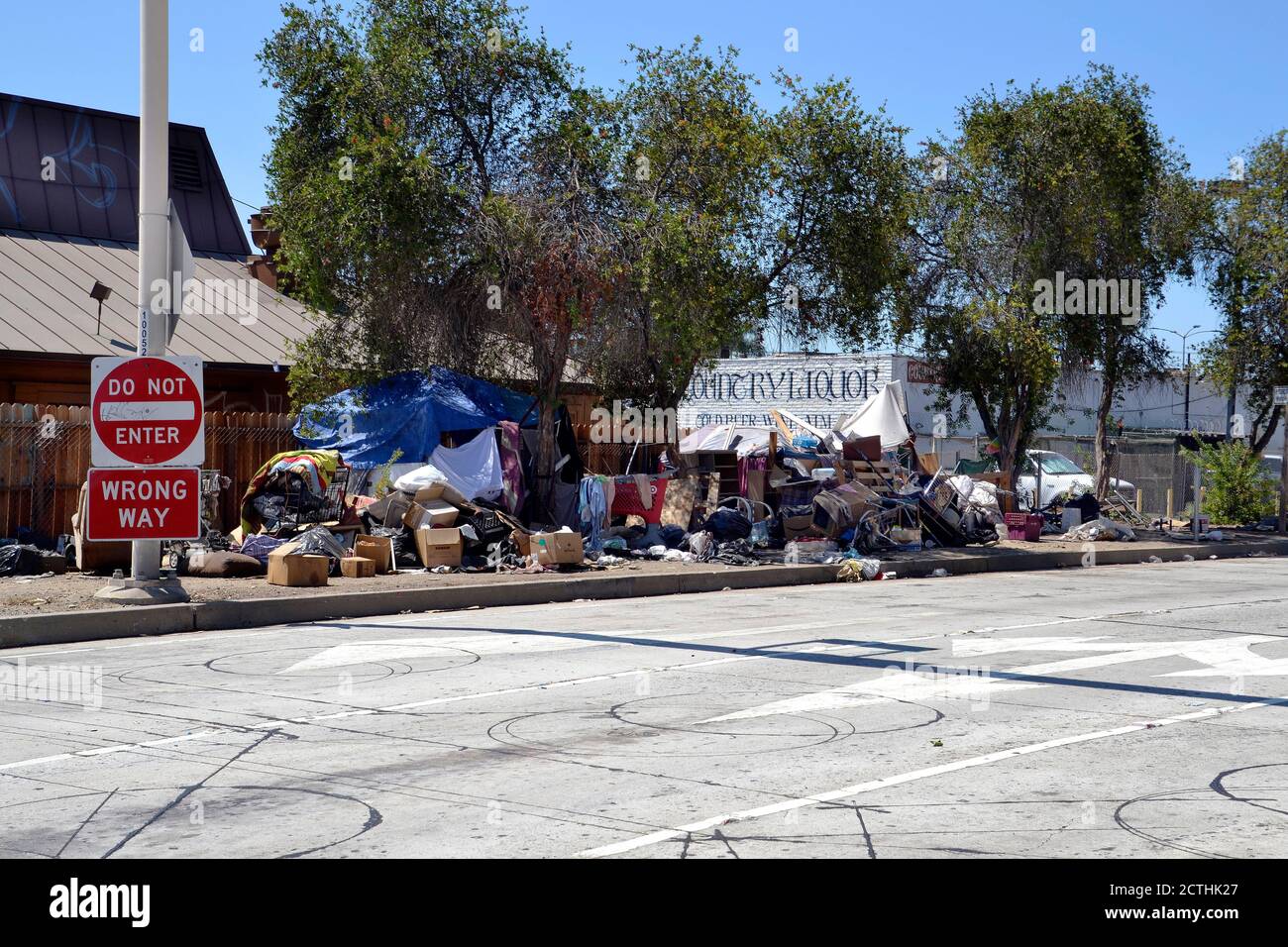 Los Angeles, CA, USA - August 28, 2020: illegal waste on a California ...