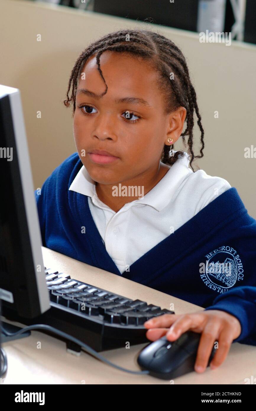 Primary school pupils using computers hi-res stock photography and ...