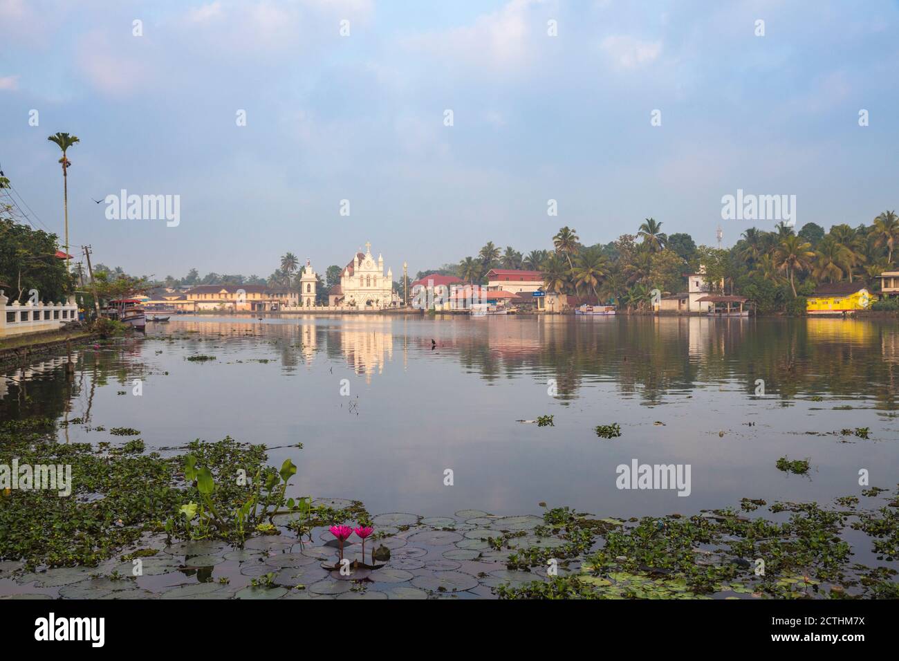 India, Kerala, Alappuzha (Alleppey), Backwaters, St. Mary Forane Church ...