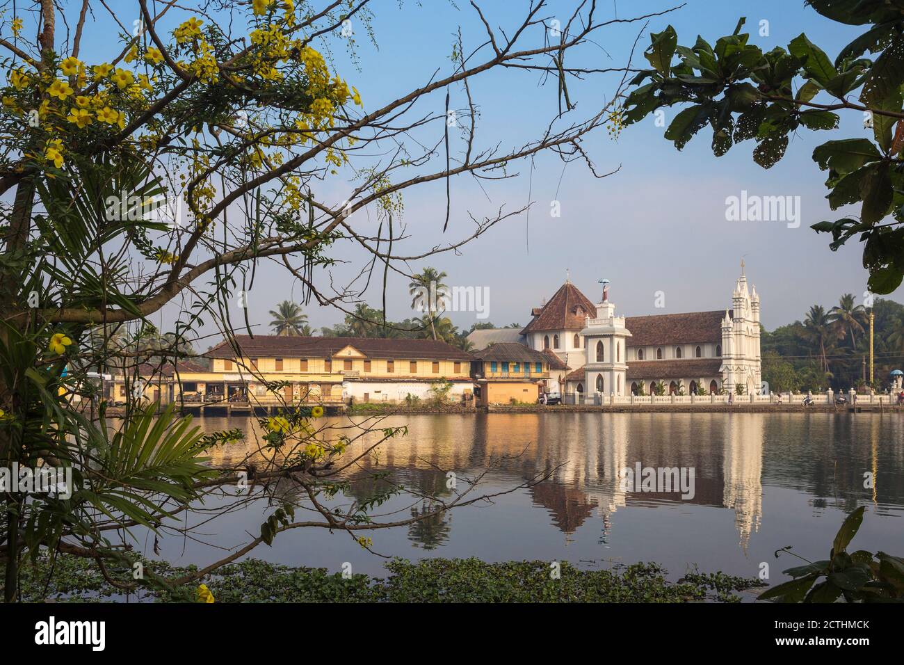 India, Kerala, Alappuzha (Alleppey), Backwaters, St. Mary Forane Church ...