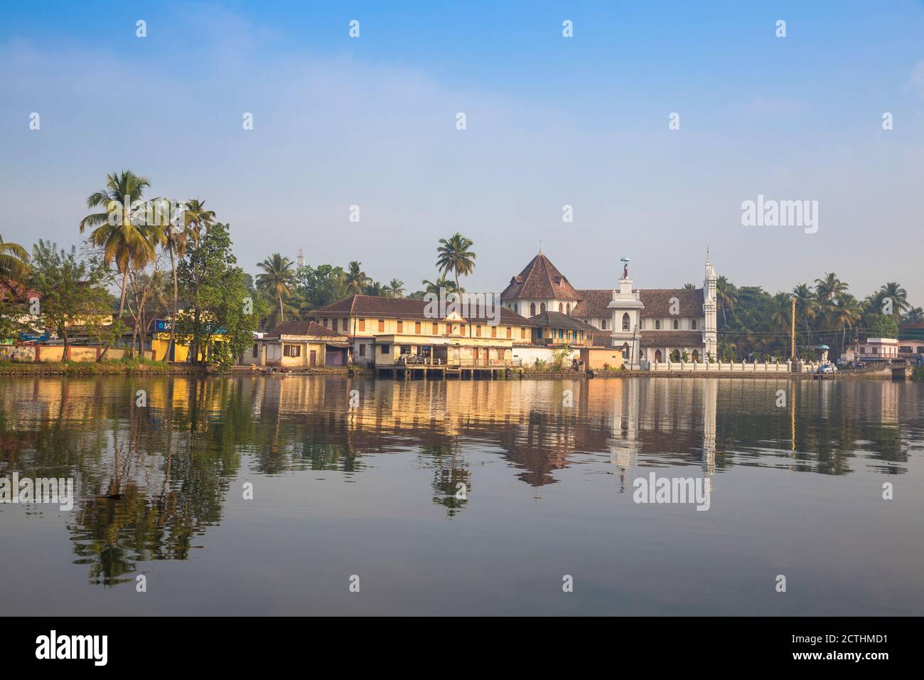 India, Kerala, Alappuzha (Alleppey), Backwaters, St. Mary Forane Church ...